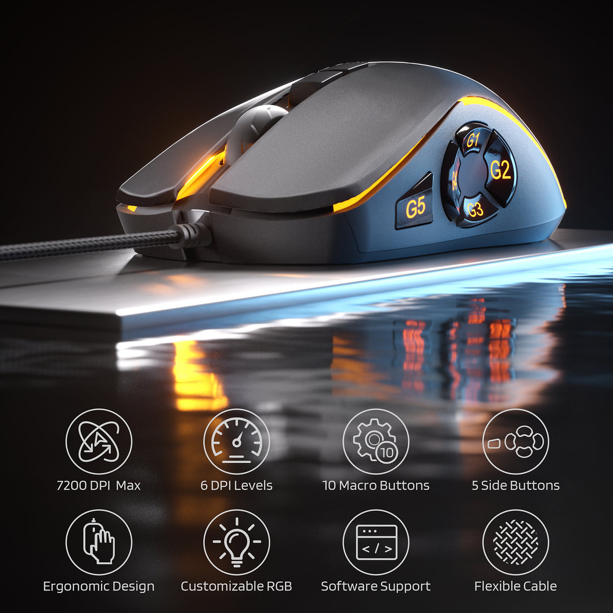 LTC MKM051 RGB MMO Gaming Mouse With 5 Side Buttons, Black – ltc-shop